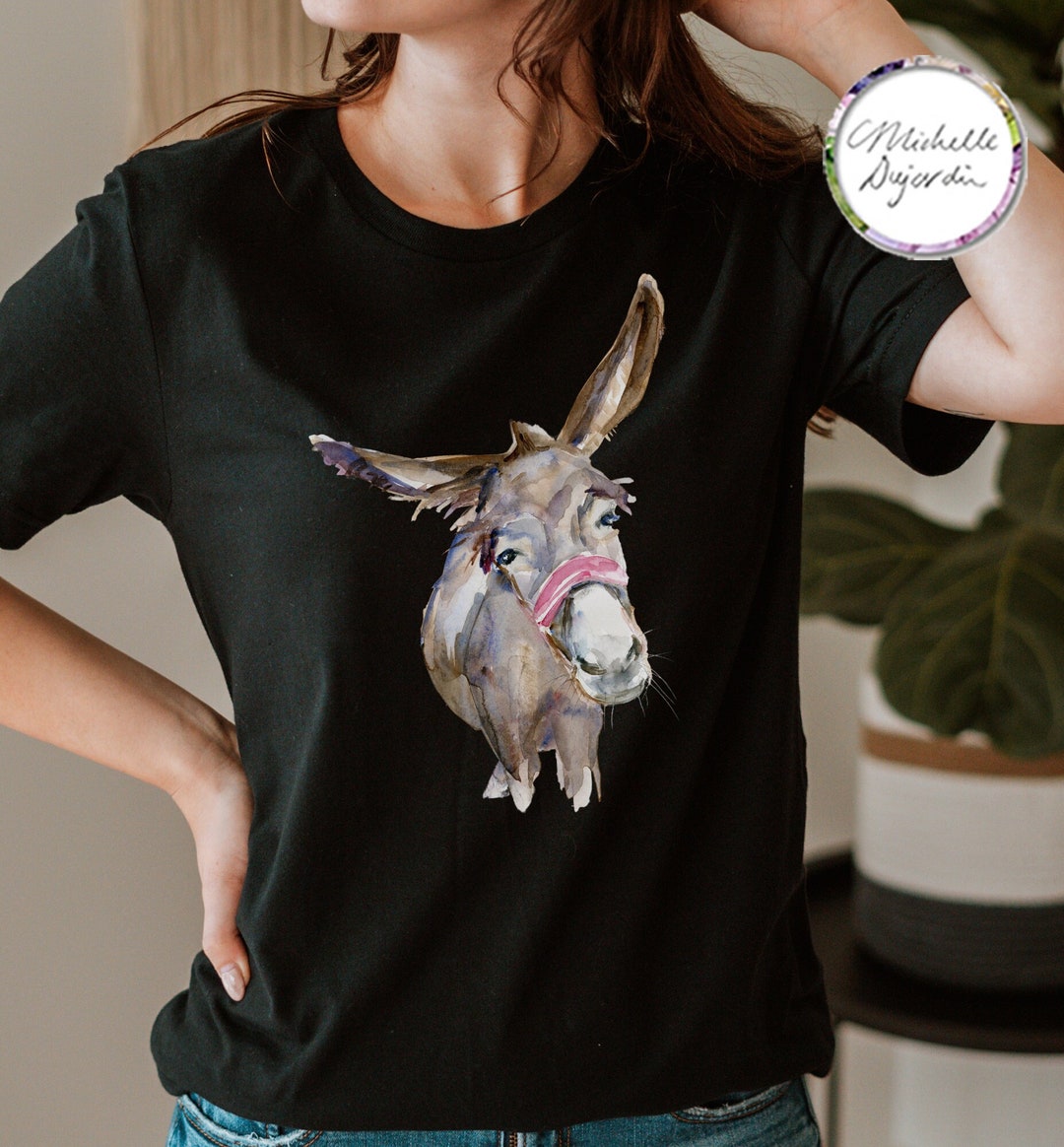 Watercolor Donkey T-shirt - Farm Animal Portrait Tee - Etsy