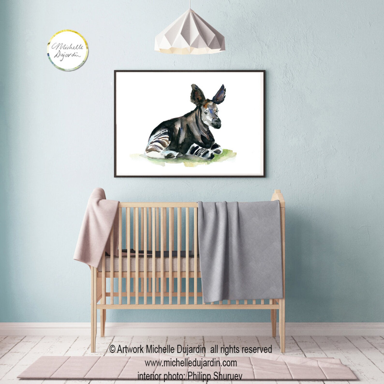 Baby okapi art okapi Watercolor painting Giclee Print | Etsy