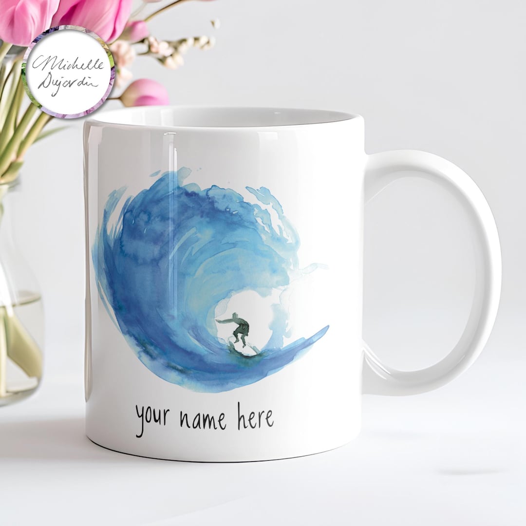 Surf Mug Personalized Name Surfer Gift Wave Barrel Surfing Custom ...