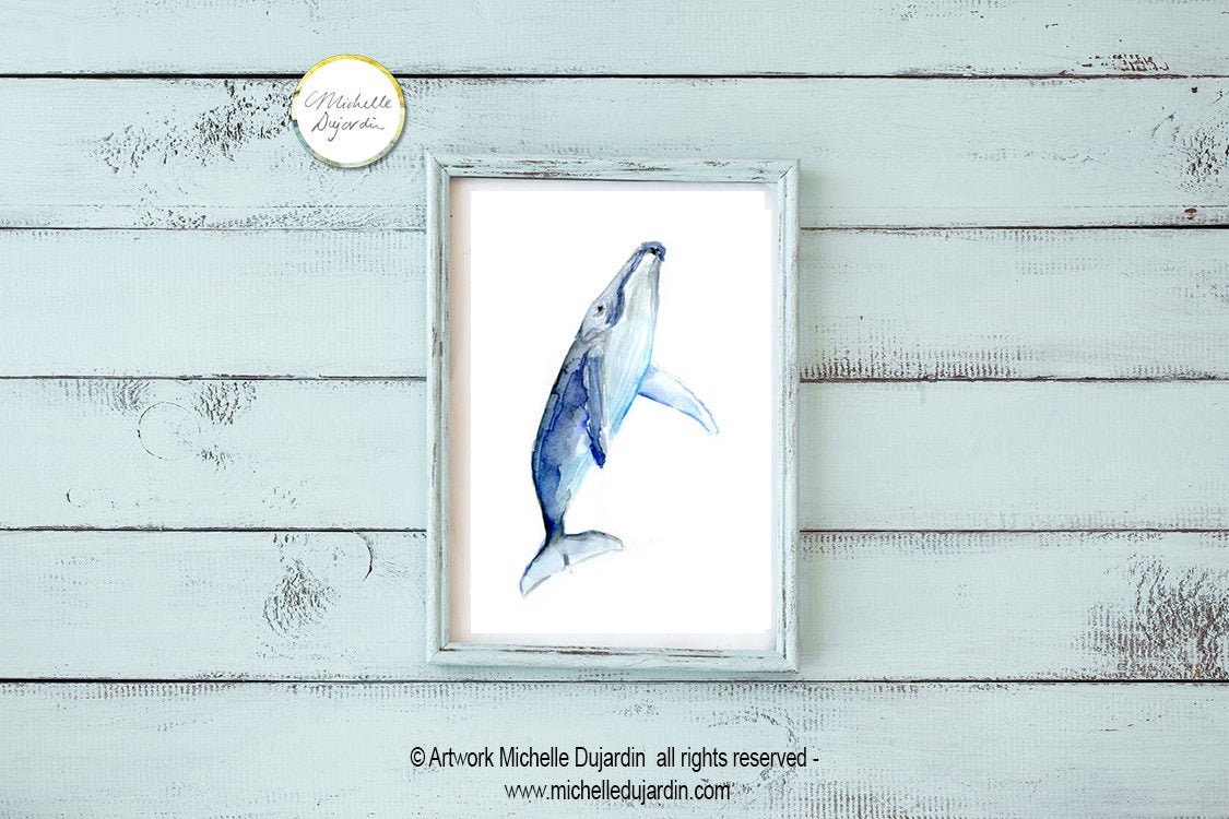 Baby walvis schilderij baby bultrug aquarel illustratie - Etsy Nederland