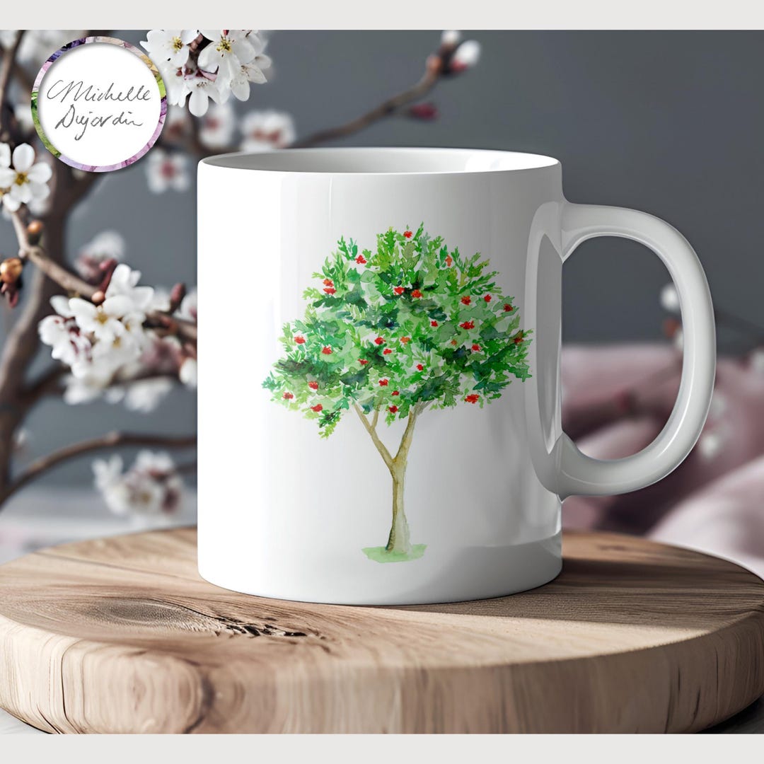 Rowan Mug Tree Watercolor Painting Rowan Name Gift Tree Print Coffee ...