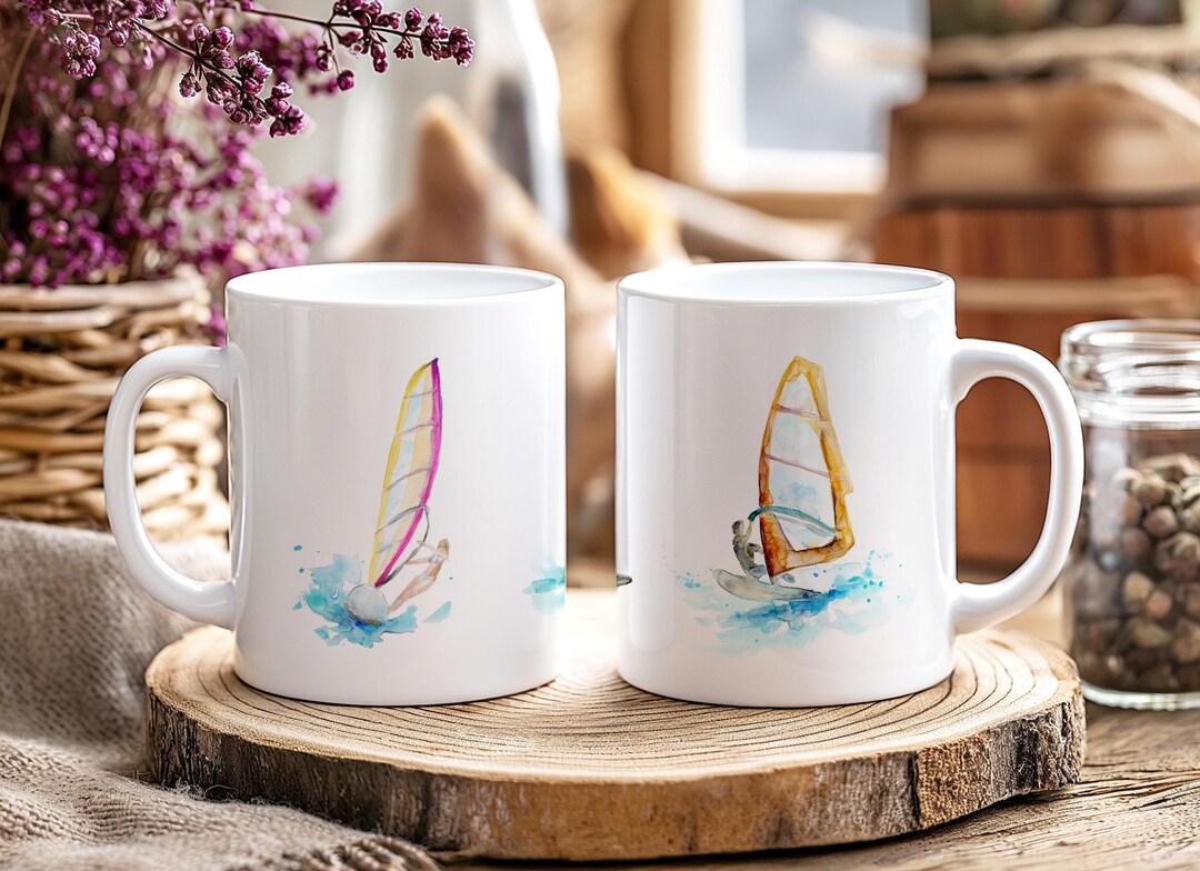 Watercolor Wind Surfing Mug, Beach House Decor - Etsy UK