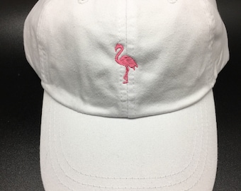 FLAMINGO Baseball Hat, Embroidered Dad Cap Tropical Beach Flocked up ...