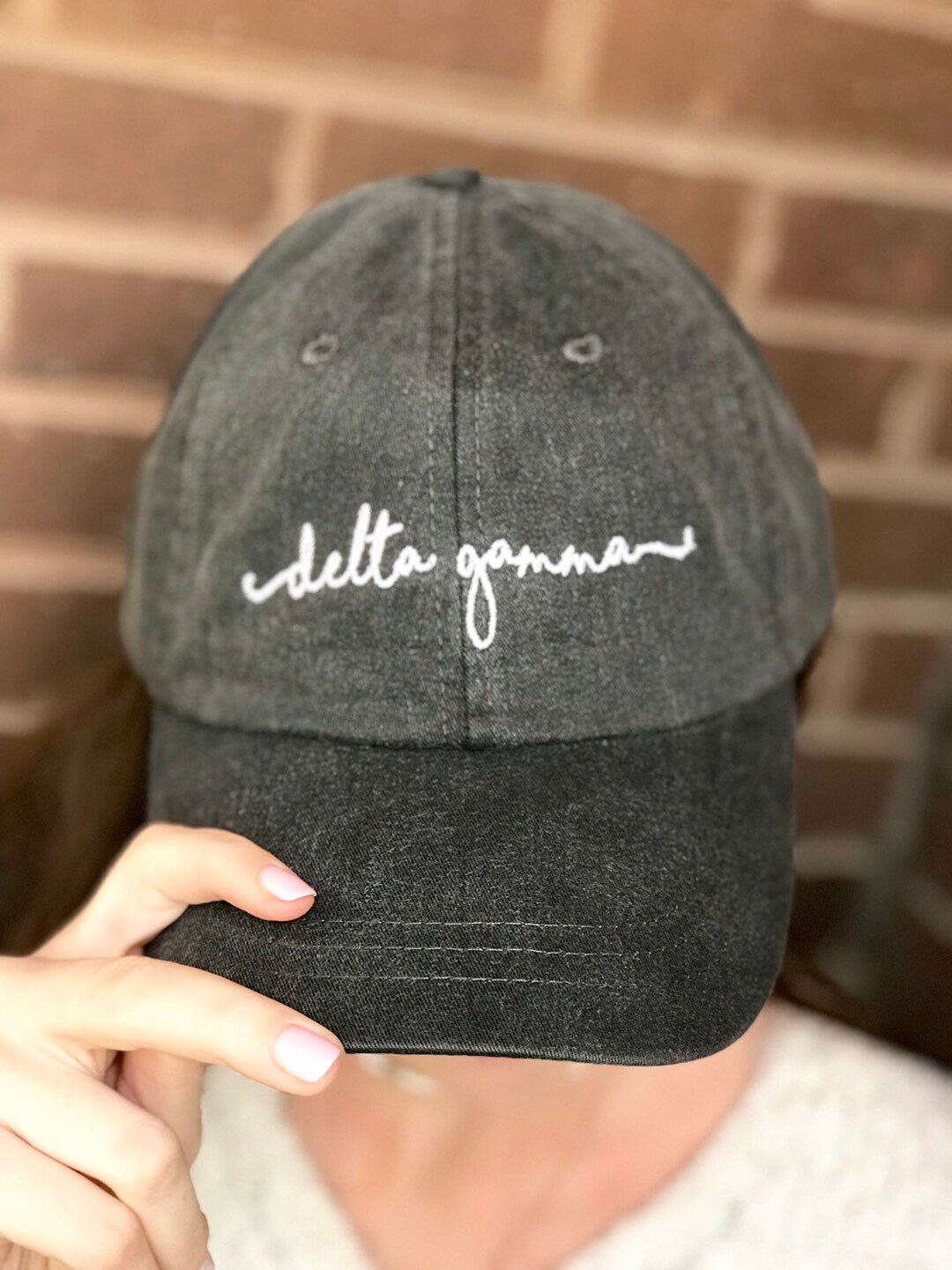 Delta Gamma Handwriting Script Baseball Cap- Officially Licensed Greek Sorority Ball Hat - Big ...