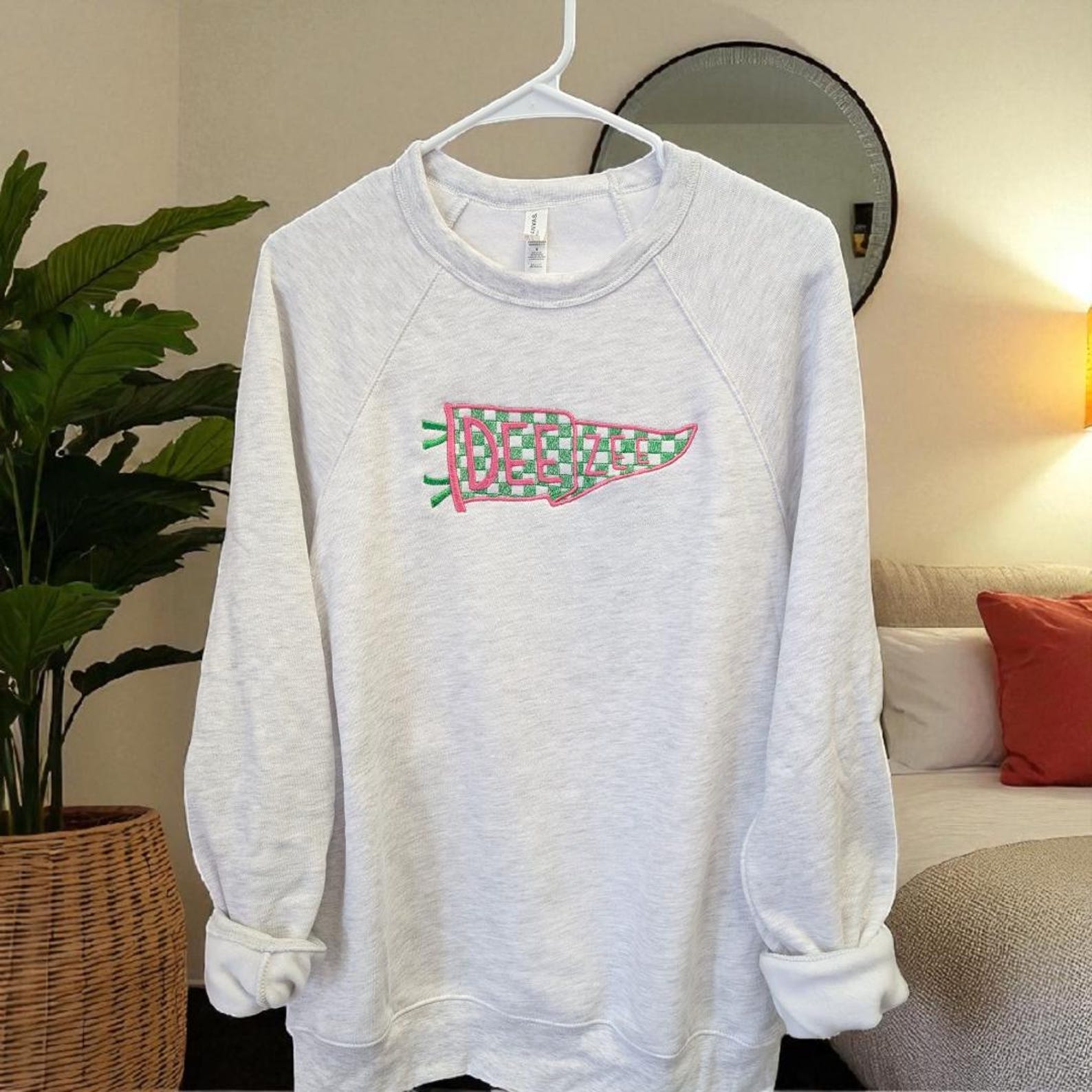 Custom Pennant Banner Personalized Embroidered Crew Neck Sweatshirt ...