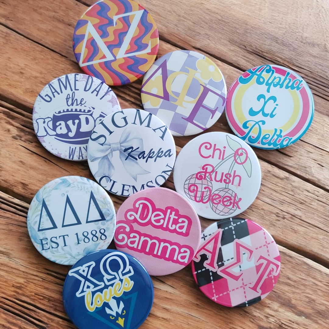 Custom 2.25 Inch Buttons - Personalized Sorority Basket Pins - Big ...
