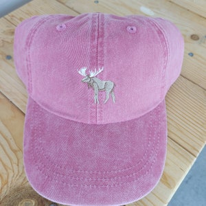 Embroidered Moose Cap - Cotton Outdoor Hat - Mom Dad Wildlife Baseball ...
