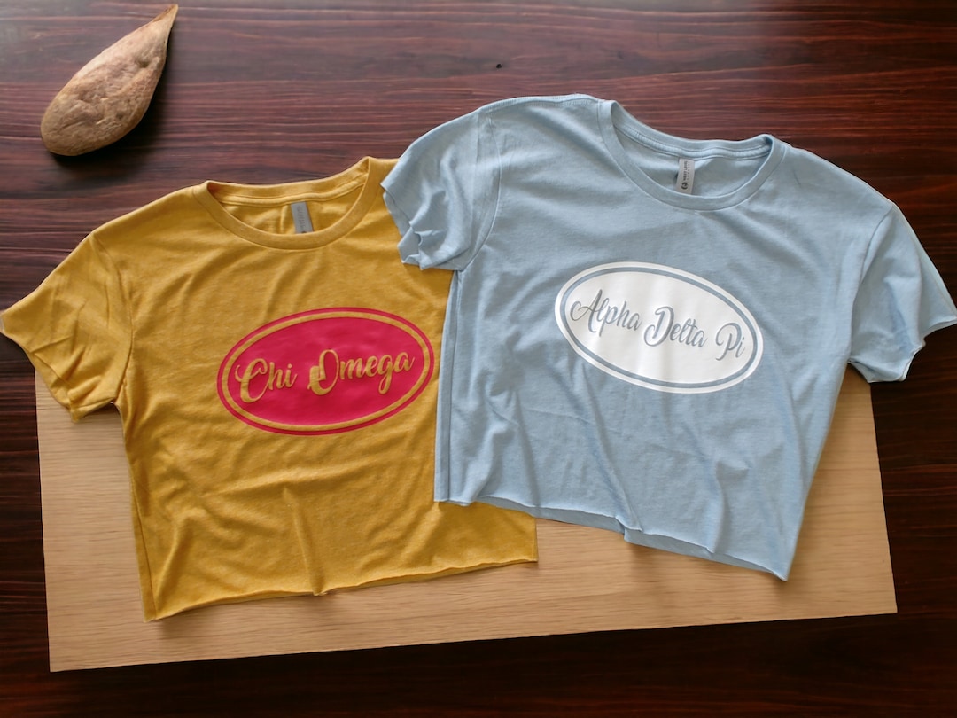 Custom Sorority Crop Top - Personalized Greek Cute Oval Script Sign ...