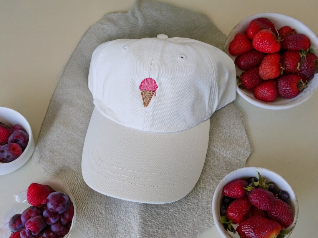 Embroidered Ice Cream Cap - Tiny Design Baseball Cap - Summer Baseball ...