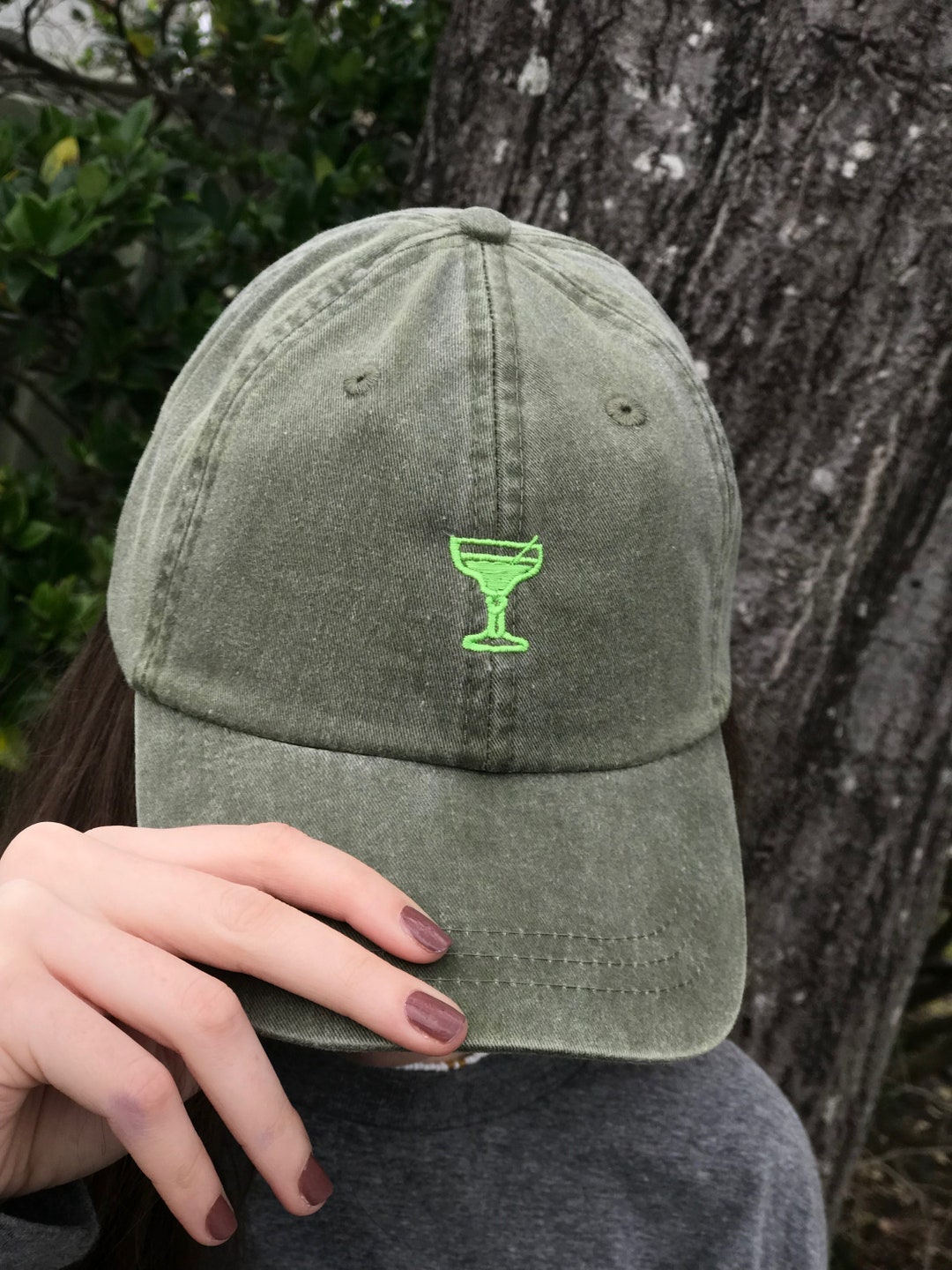 Embroidered Margarita Glass Tiny Design Baseball Cap - Tiny Design ...