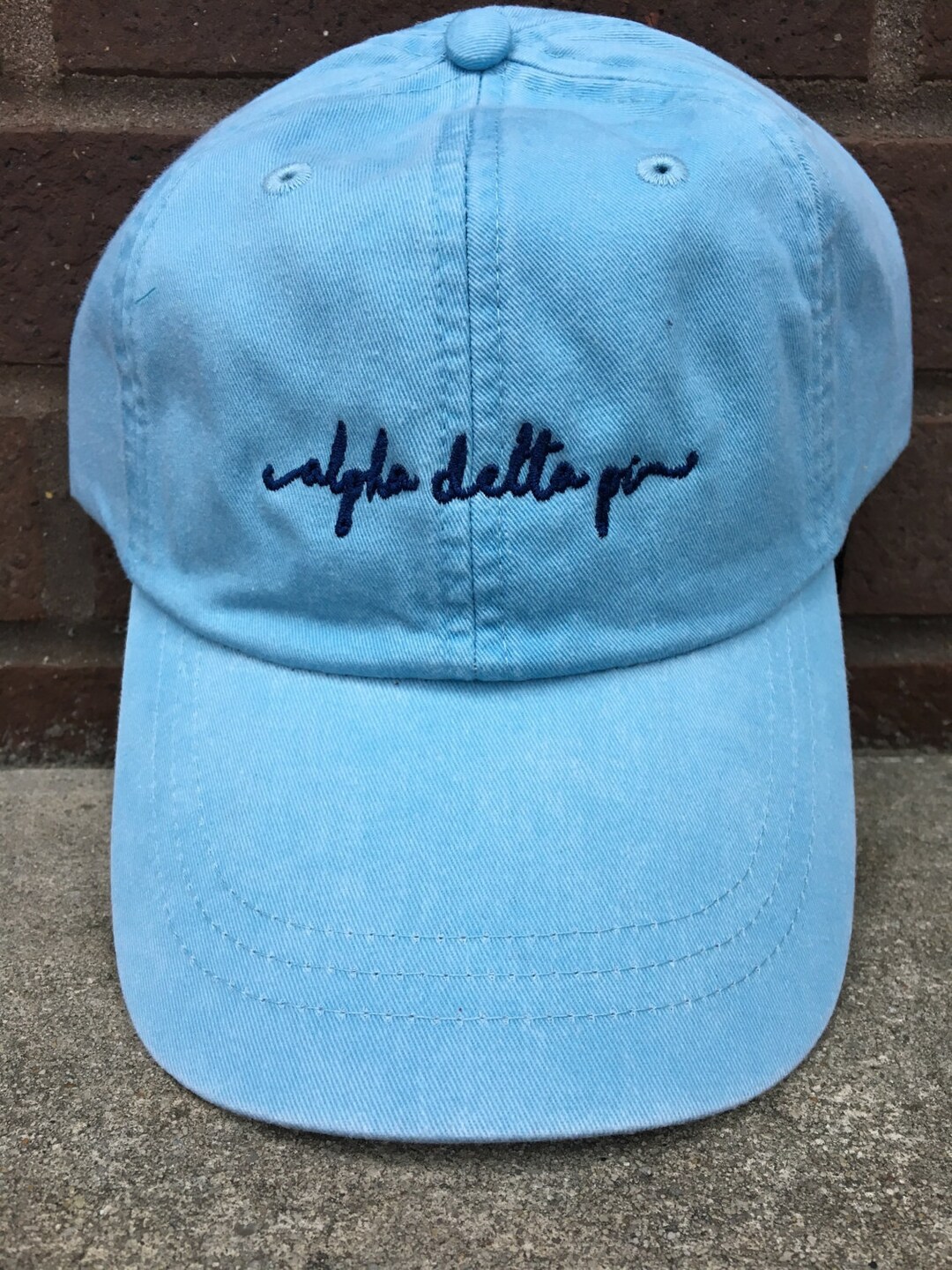Embroidered Alpha Delta Pi Handwriting Script Baseball Cap - Officially ...