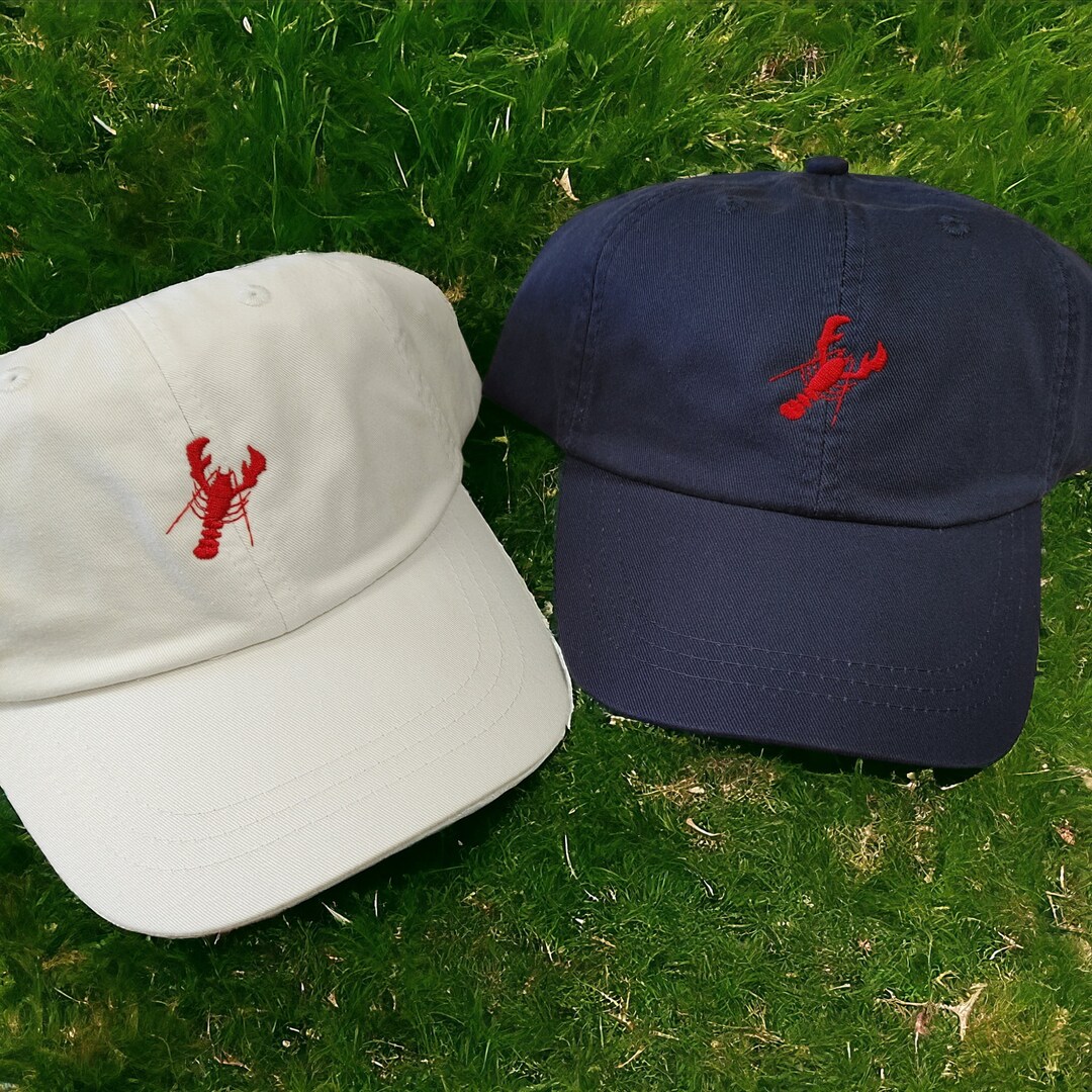 Embroidered Lobster - Tiny Design Baseball Cap - Lobster Baseball Hat ...