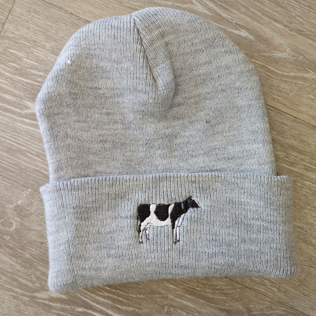Embroidered Holstein Cow Beanie - Custom Cow Beanie Gift - Mom Dad ...