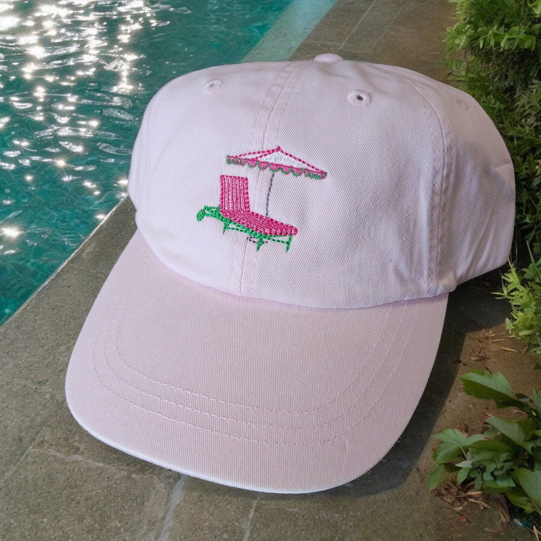 Embroidered Poolside Cabana Cap - Vintage Retro Beach Baseball Hat ...