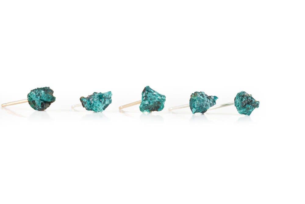 Raw Dioptase Studs Raw Dioptase Earrings Rough Dioptase - Etsy