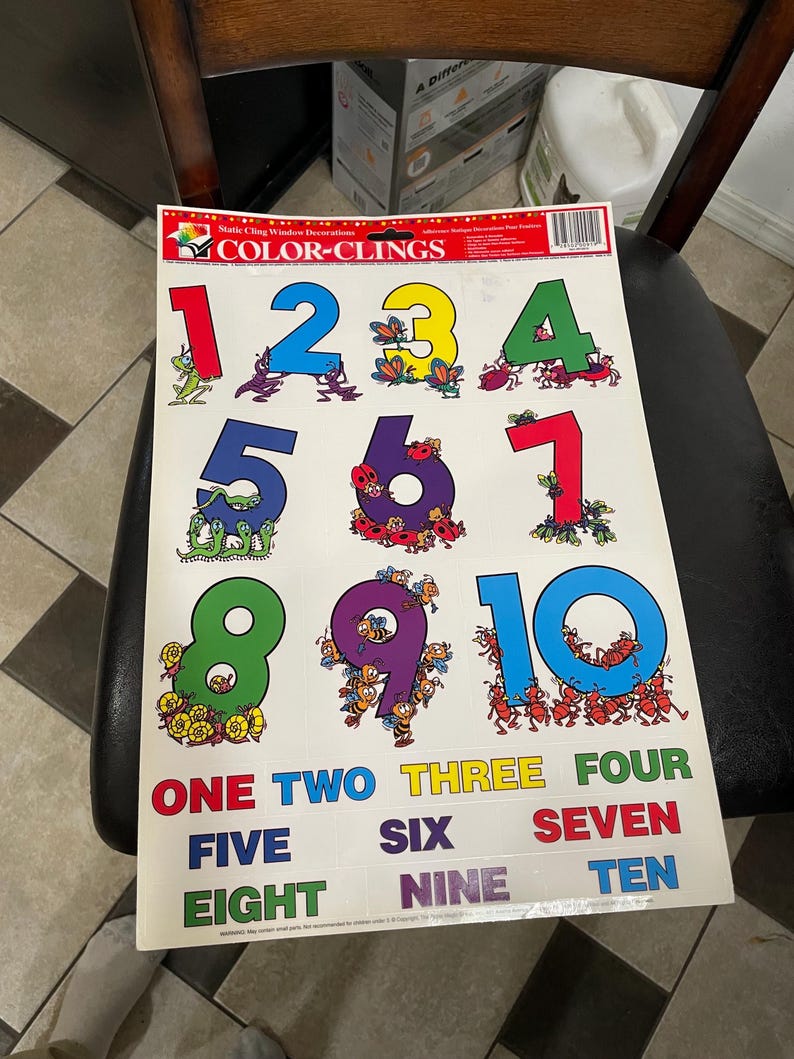 Vintage Color Clings Numbers Static Cling Window Decor - Etsy