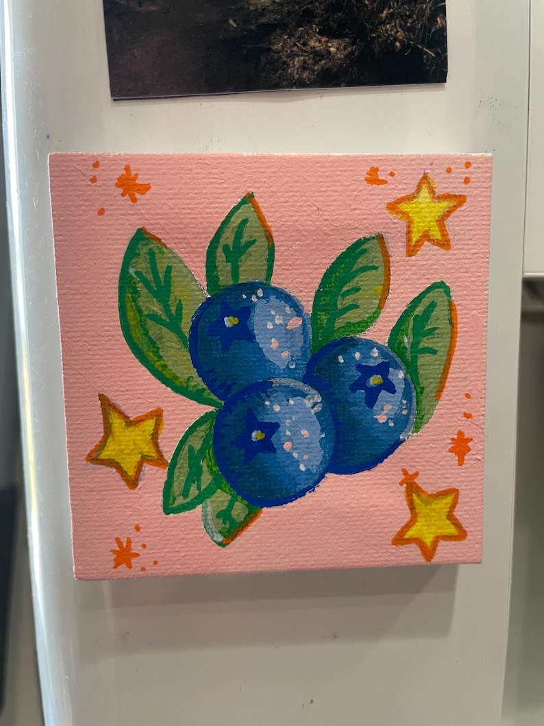 Mini Magical Blueberries Painting Original/magnetic - Etsy