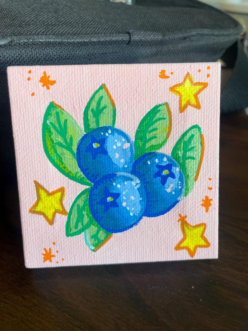 Mini Magical Blueberries Painting Original/magnetic - Etsy