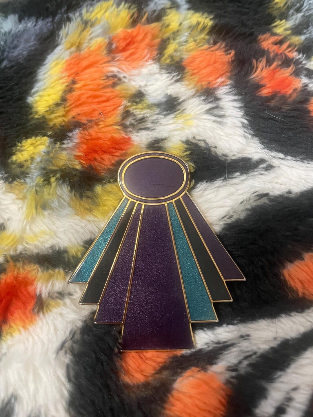 Signed Roman Art Deco Style Brooch Purple and Teal - Etsy