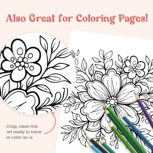 Spring Flower, DIY Paint Party Template, Tracer Kit, Printable Canvas ...