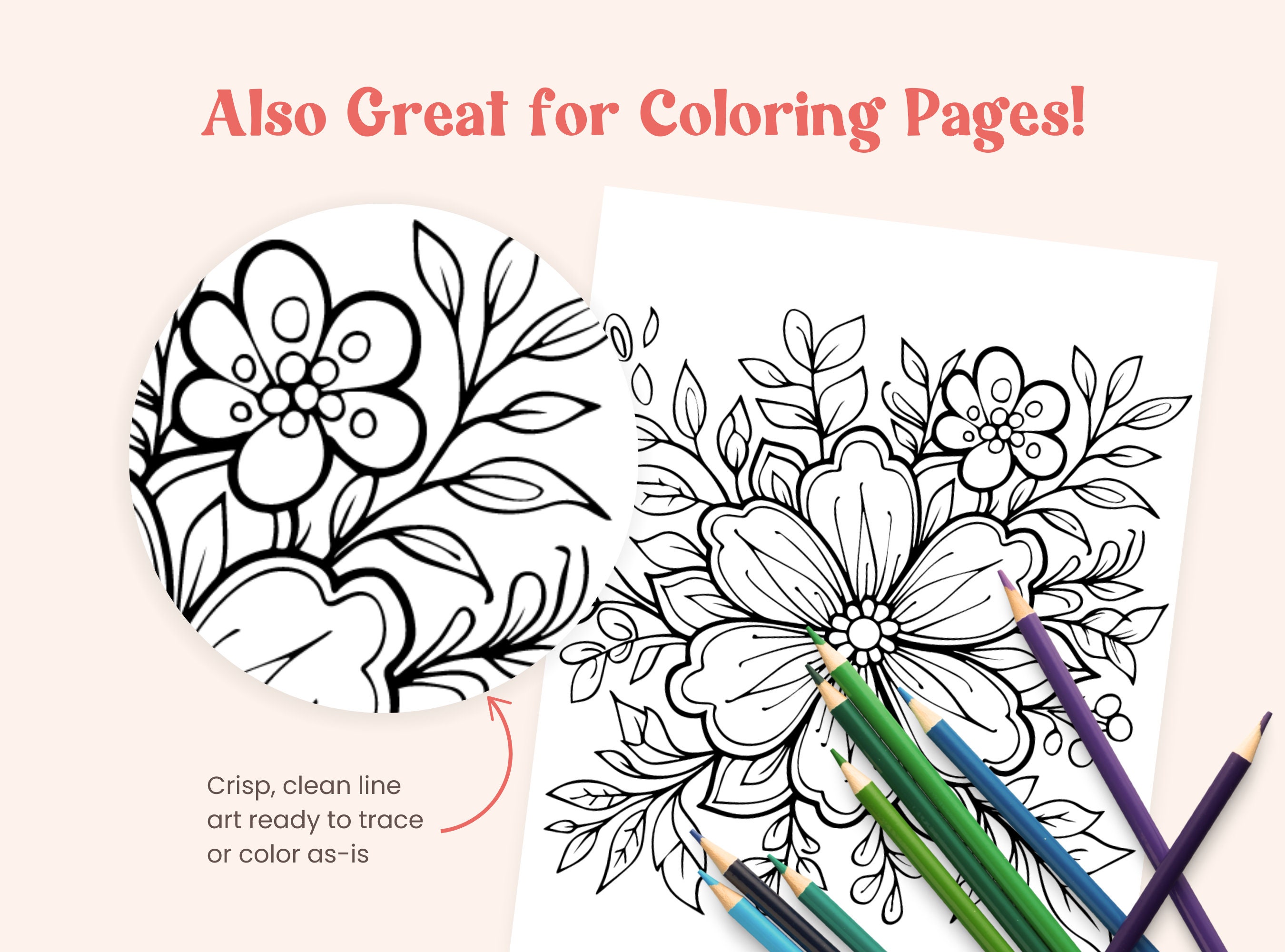 Spring Flower, DIY Paint Party Template, Tracer Kit, Printable Canvas ...