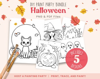 DIY Paint Party Templates, Feeling Fall, 5 Designs Included, Printable ...