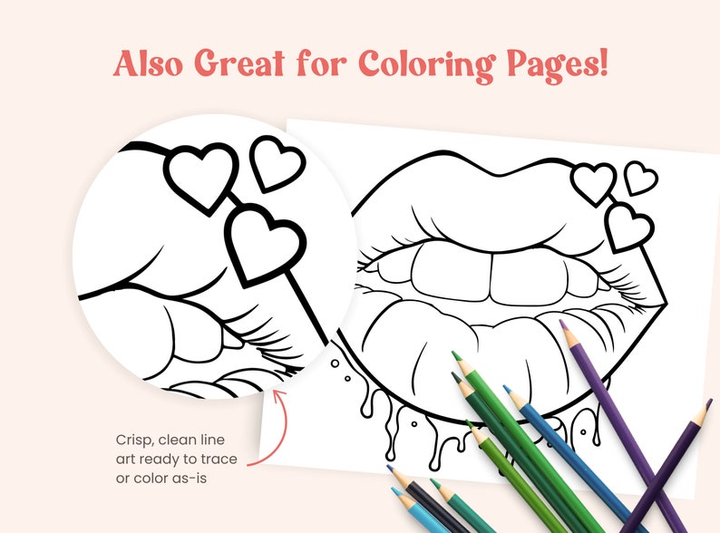 Juicy Lips, Valentine's Day, DIY Paint Party Templates, Printable ...