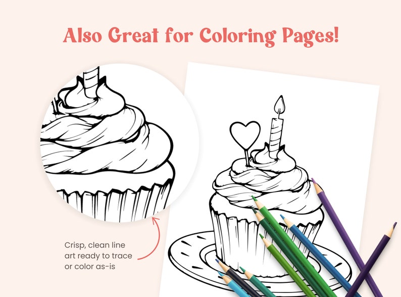 Cupcake, Birthday, DIY Paint Party Template, Printable Canvas Art for ...