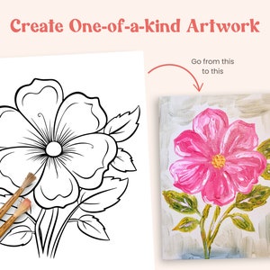 Spring Flower, DIY Paint Party Template, Tracer Kit, Printable Canvas ...