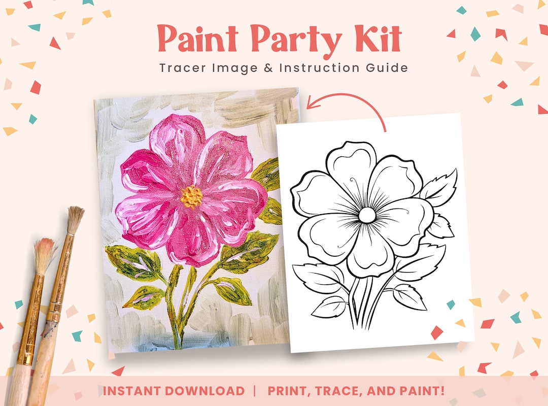 Spring Flower, DIY Paint Party Template, Tracer Kit, Printable Canvas ...