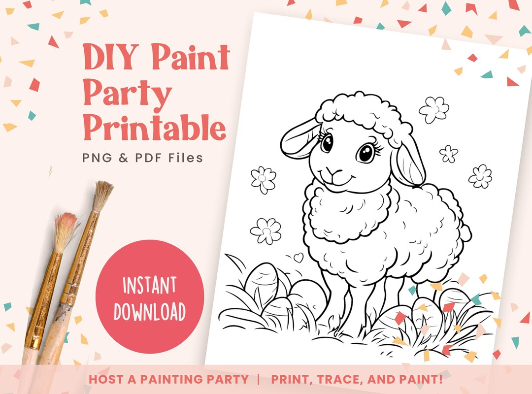 Easter Lamb, DIY Paint Party Template, Printable Canvas for Kid or ...
