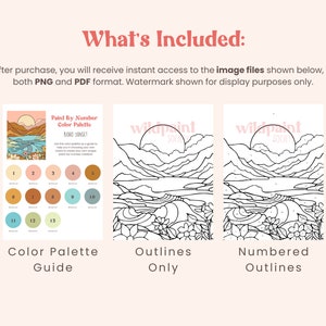Boho Sunset Landscape, Adult Paint by Number Template, Color by Number ...