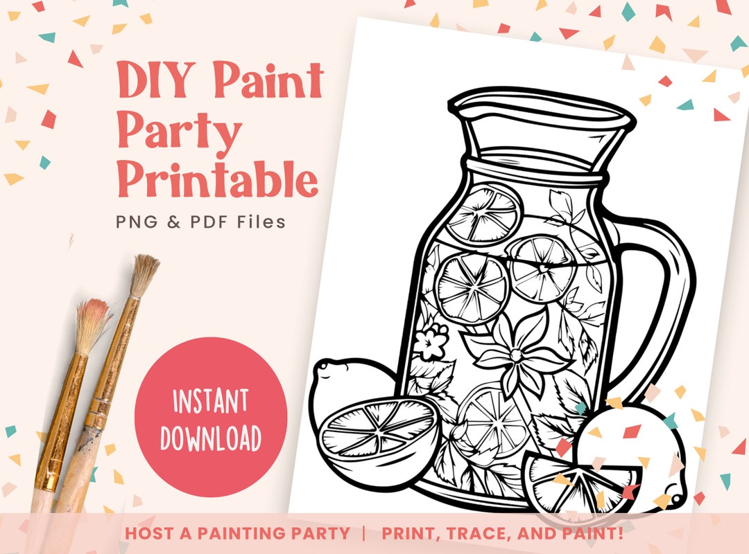 Lemonade Pitcher, Summertime, DIY Paint Party Templates, Printable ...