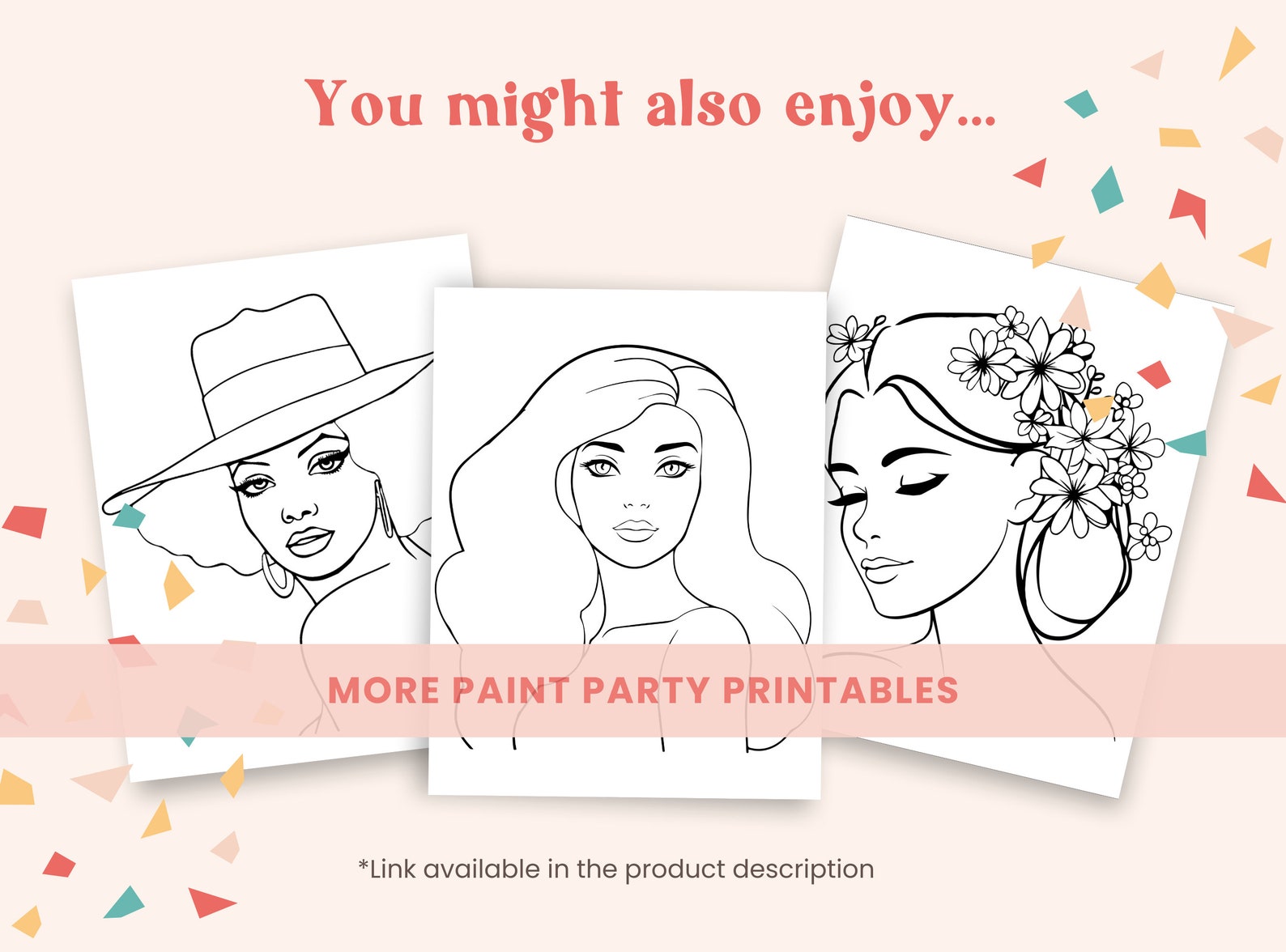 DIY Paint Party Template, Flower Mail, Printable Canvas Art for Ladies ...