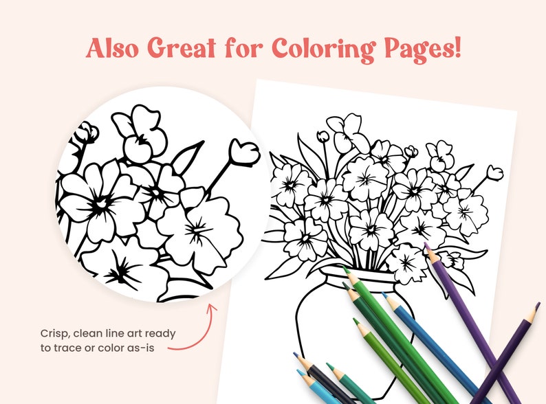 Spring Flower Vase, Paint Party Template, Printable Canvas Art for ...