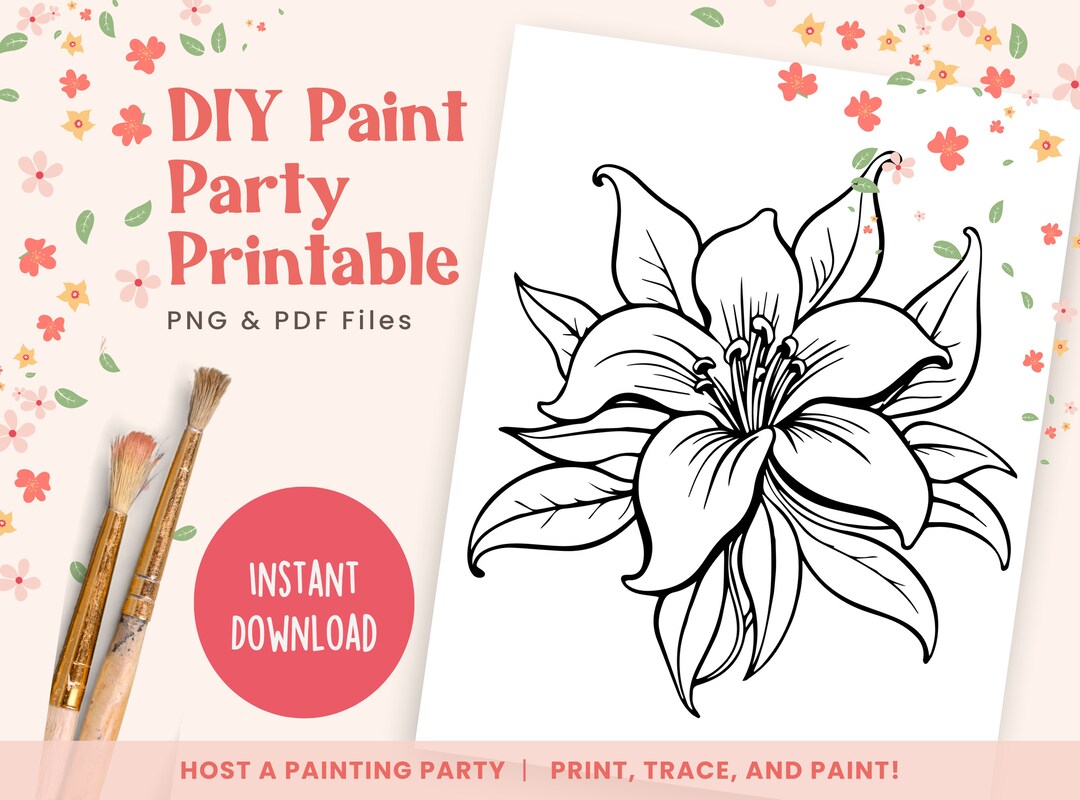 Easter Lily, DIY Paint Party Template, Printable Canvas for Kid or ...