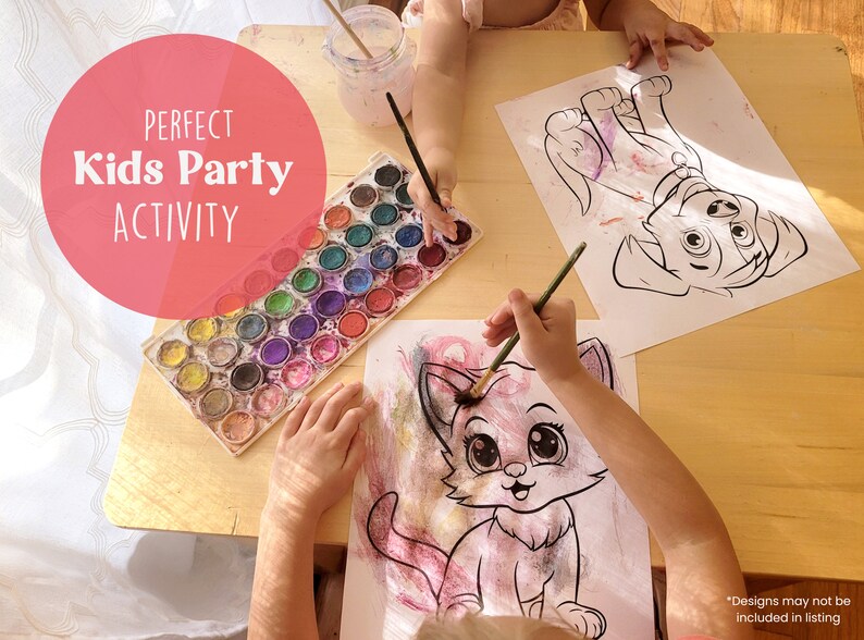 DIY Paint Party Template Cute Kitten Printable Canvas Art - Etsy