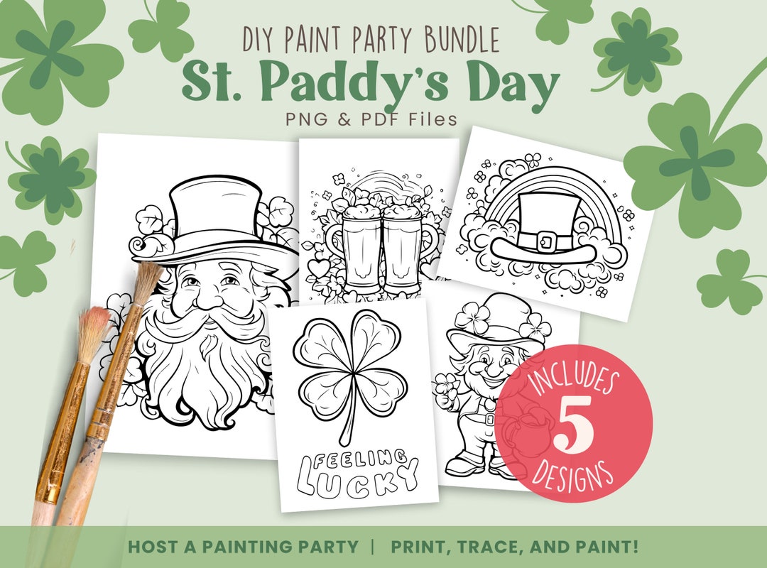 St. Paddy’s Day, DIY Paint Party Template, 5 Designs Included ...