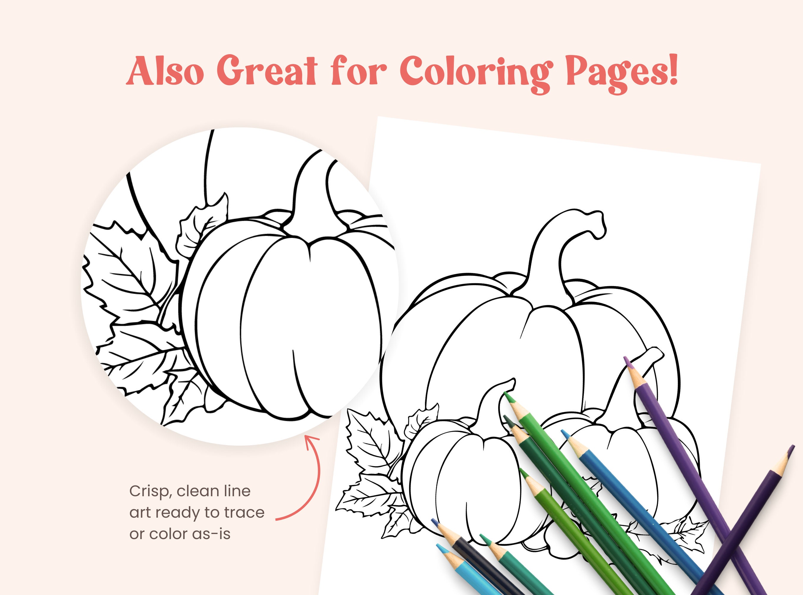 3 Pumpkins, DIY Paint Party Templates, Printable Canvas Art for Ladies ...