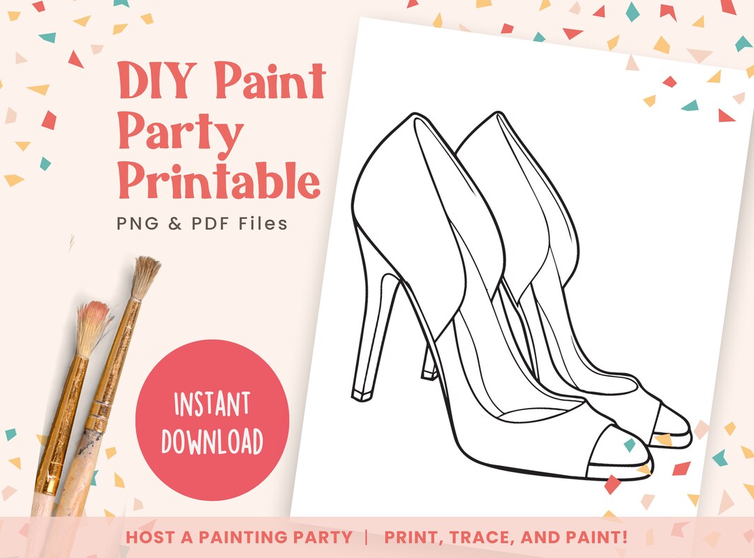 High Heels, DIY Paint Party Templates, Printable Canvas Art for ...