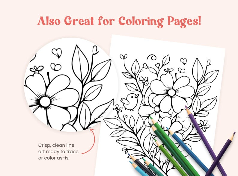 Spring Flowers, DIY Paint Party Template, Tracer Kit, Printable Canvas ...