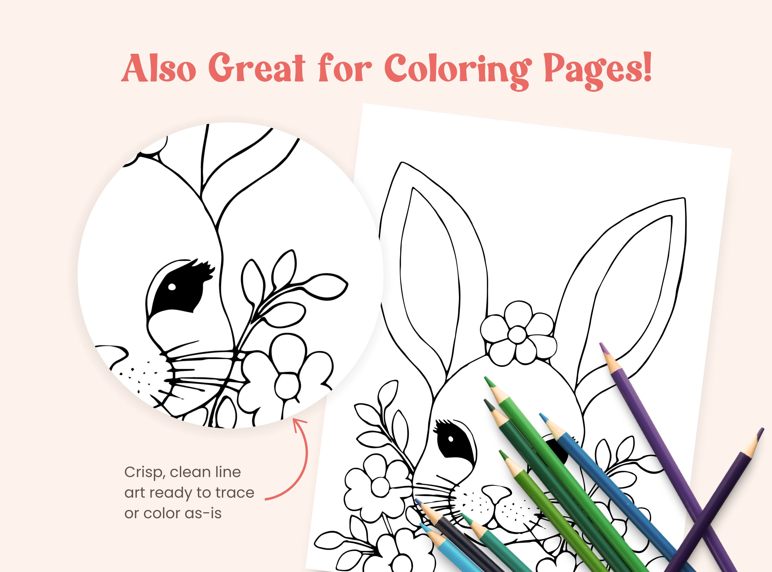 Spring Bunny, Easter, DIY Paint Party Template, Printable Canvas for ...