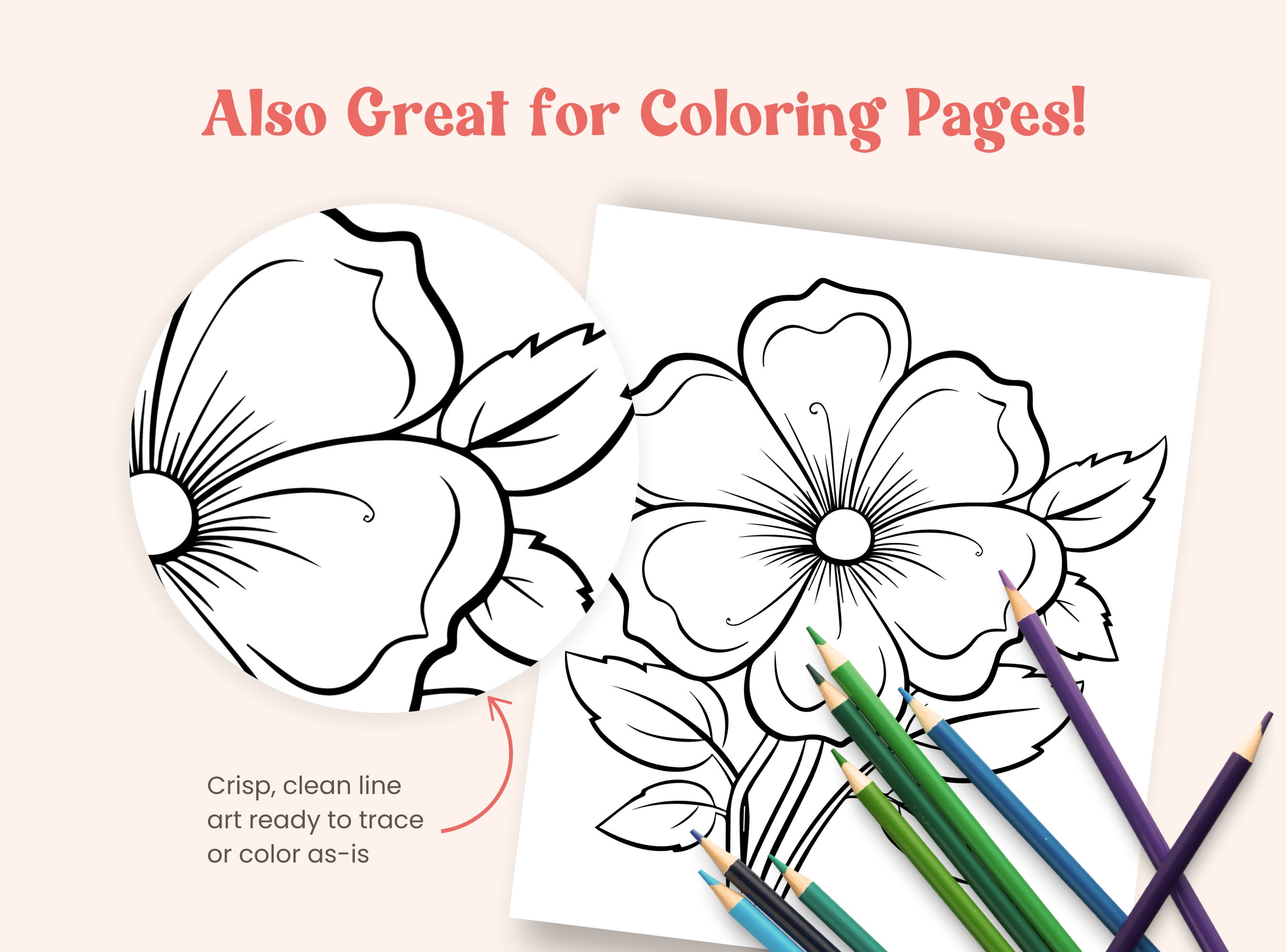 Spring Flower, DIY Paint Party Template, Tracer Kit, Printable Canvas ...