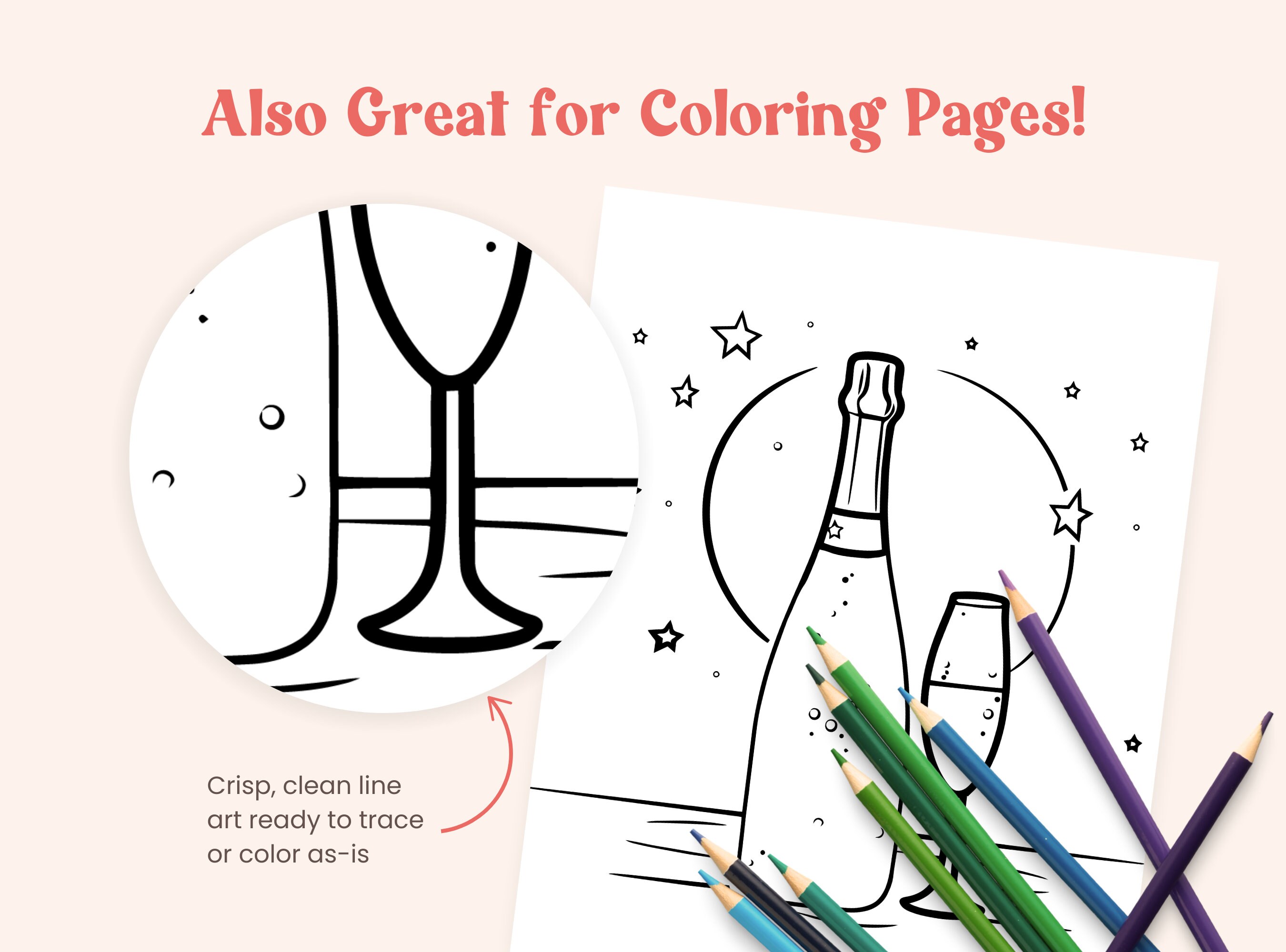 DIY Paint Party Template, Pop the Champagne, Printable Canvas Art for ...