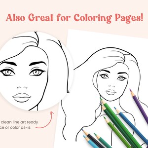 Beauty Woman Portrait, DIY Paint Party Template, Printable Canvas Art ...