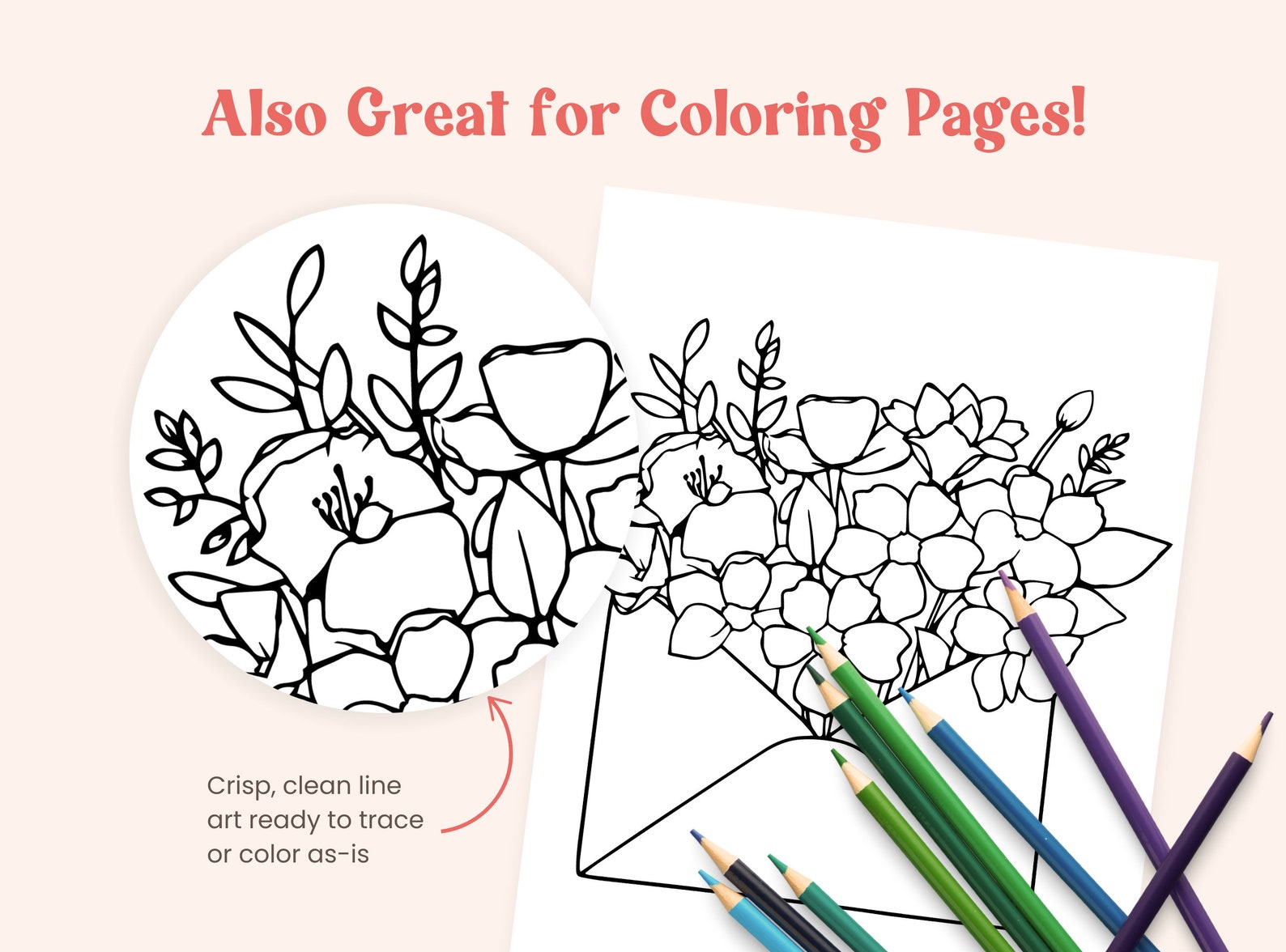 DIY Paint Party Template, Flower Mail, Printable Canvas Art for Ladies ...