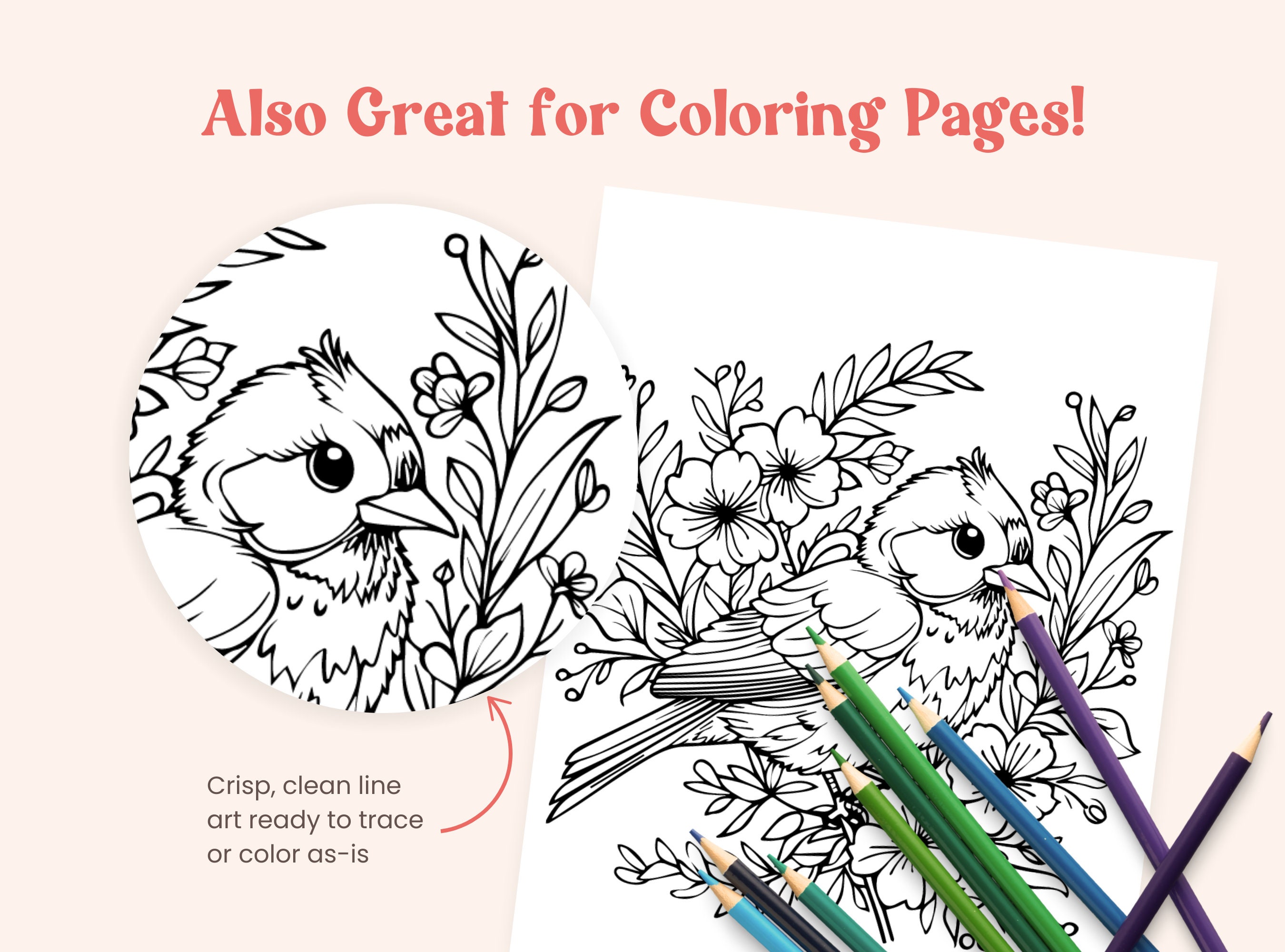 Spring Bird, DIY Paint Party Template, Printable Canvas Art for Ladies ...