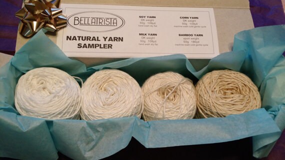 Natural Yarn Sampler - soy yarn, milk yarn, peppermint yarn, bamboo yarn