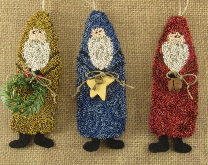 Punch Needle Pattern Primitive Santa Ornaments Punchneedle Pdf Pattern ...