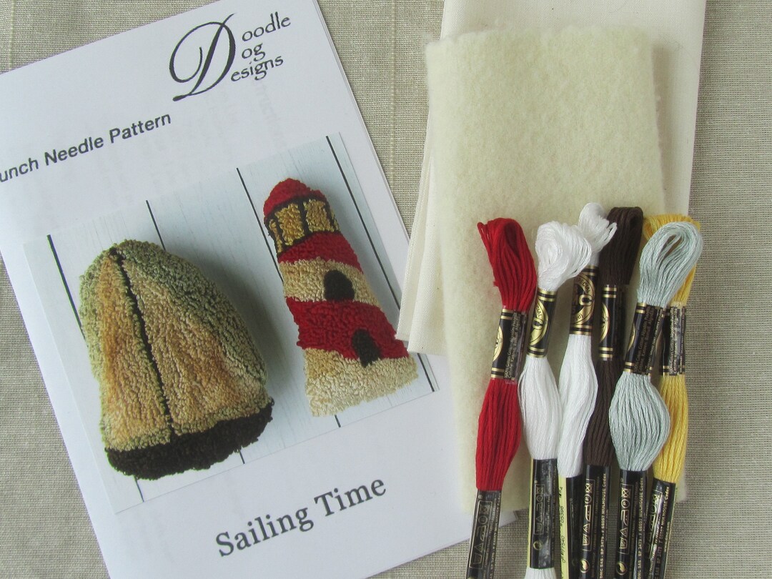 Nautical Punch Needle Kit: Sailboat and Lighthouse Bowl Fillers Pattern ...